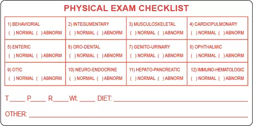 Veterinary Physical Exam Label – Nev's Ink, Inc.