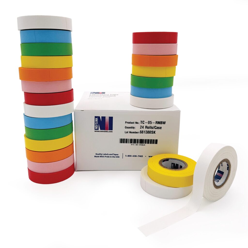 1/2" wide x 500" Labeling Tape - Rainbow | Nev's Ink